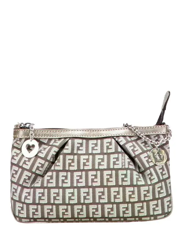 Fendi 2000-2010 Zucchino Canvas Chain Pochette - Brown