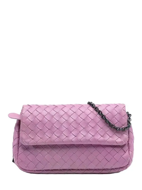 Bottega Veneta Mini Nappa Intrecciato Expandable Chain Flap Crossbody Bag - Pink