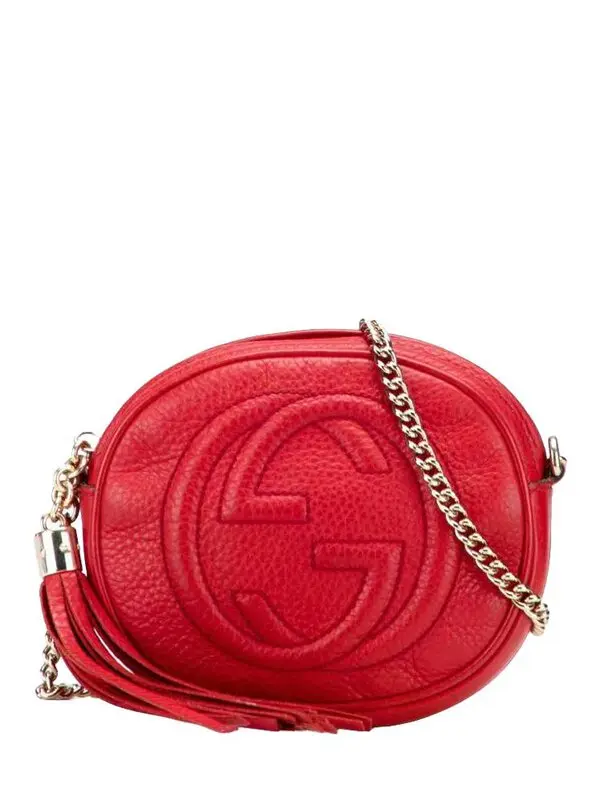 Gucci Mini Pebbled Calfskin Soho Chain Crossbody Bag - Red