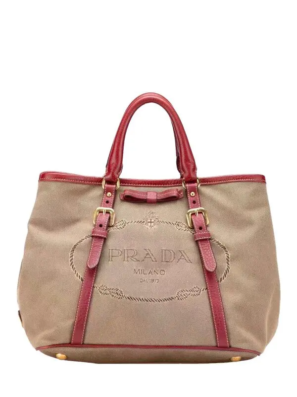 Prada Canvas Canapa Logo Bow Satchel - Pink