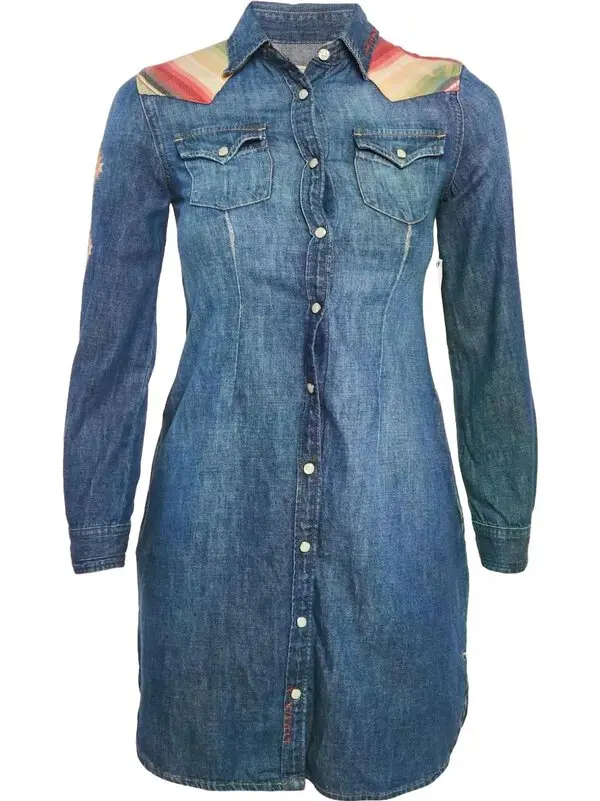 Polo Ralph Lauren Vintage Embroidered Yoke Denim Dress - Blue