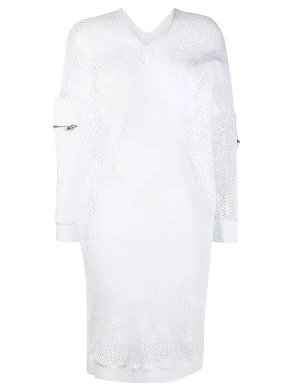 Jean Paul Gaultier 2000s Mesh-paneled Sweatshirt Dress - White