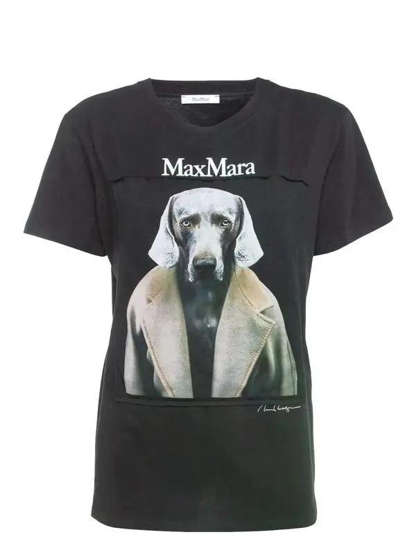 Max Mara Dog-print Cotton T-shirt - Black