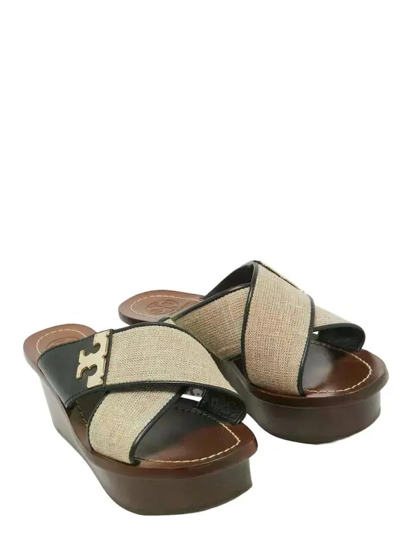 Tory Burch 55mm Cross-strap Wedge Sandals - Black