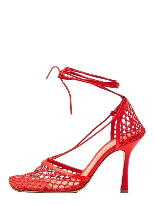 Bottega Veneta 95mm Netted Lace-up Pumps - Red