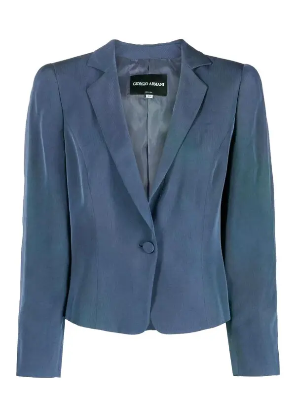 Giorgio Armani 2000s Single-breasted Silk Blazer - Blue