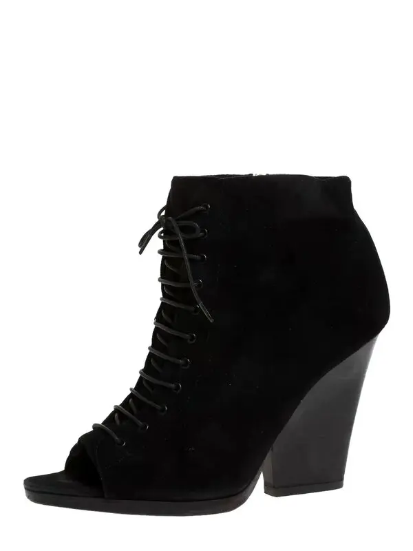 Burberry 105mm Lace-up Peep-toe Ankle Boots - Black