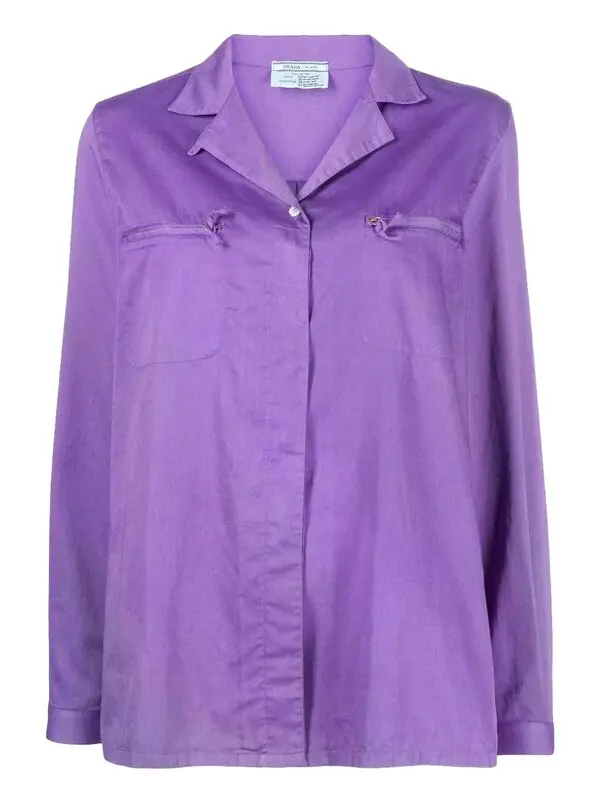 Prada 2000s Zip-detail Cotton Shirt - Purple