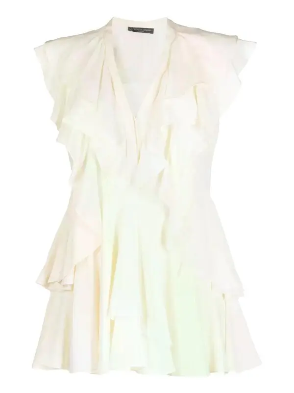 Alexander McQueen Silk Ruffled Blouse - Neutrals
