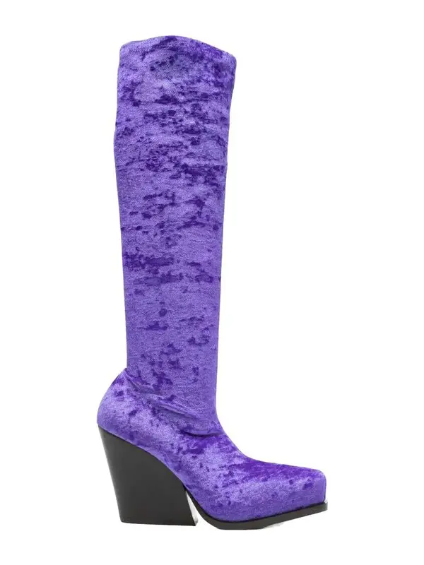 Stella McCartney 105mm Velour Knee-high Boots - Purple