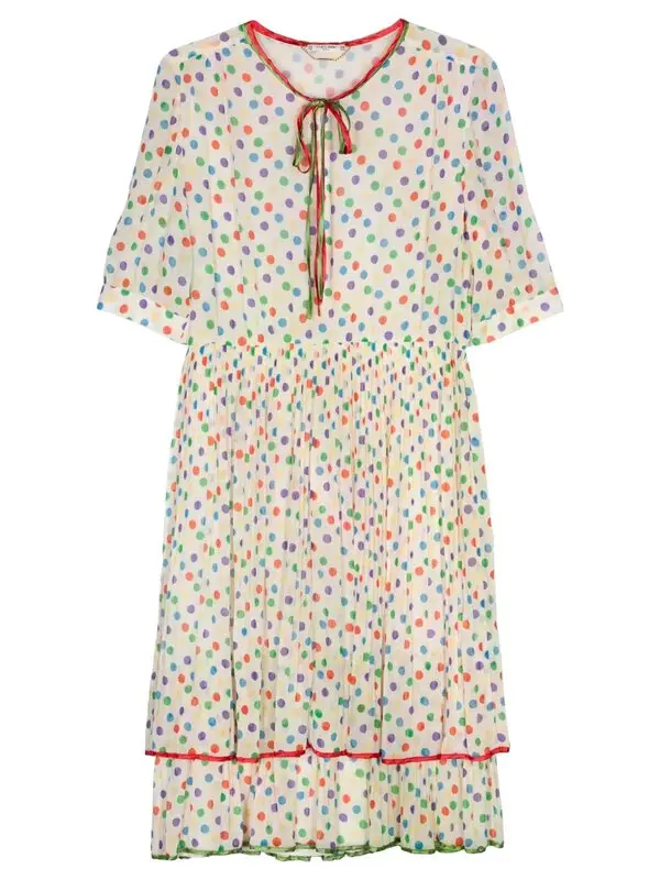 Celine 1980s Polka-dot Dress - White