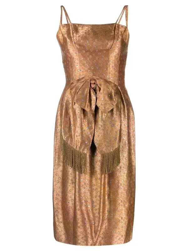 A.N.G.E.L.O. VINTAGE CULT 1950s Patterned-jacquard Silk Dress - Gold