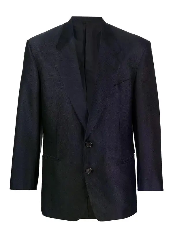 Gianfranco Ferre 1980s Stepped Lapels Blazer - Blue