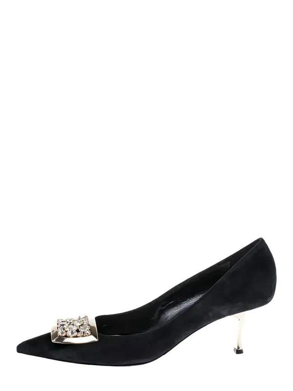 Sarah & Sebastian 50mm Crystal-buckle Suede Pumps - Black
