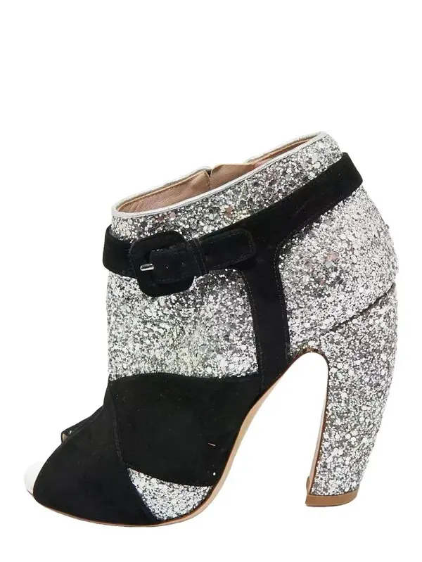 Miu Miu 110mm Glitter Ankle Boots - Silver