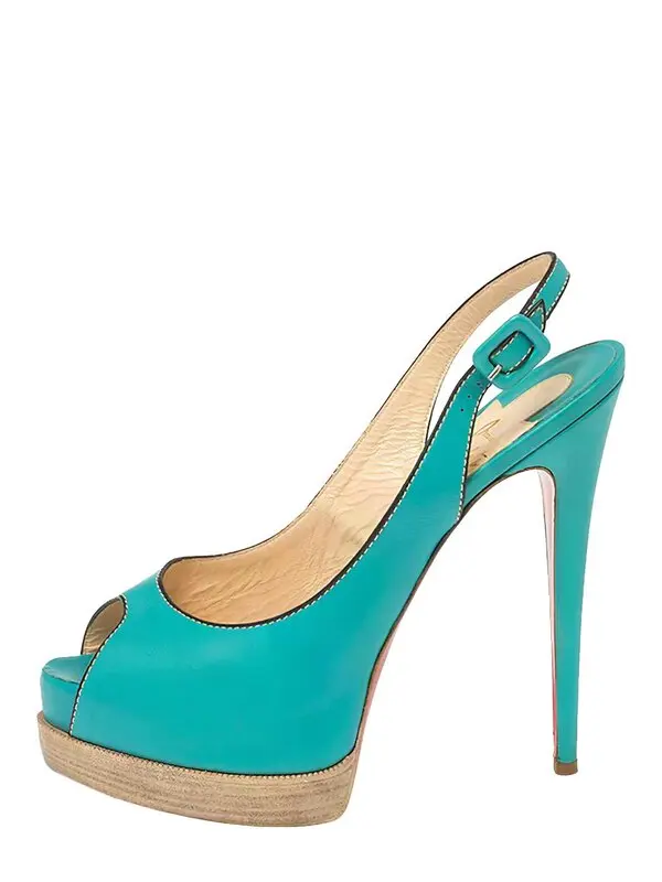 CHRISTIAN LOUBOUTIN Peep-toe Slingback Sandals - Green