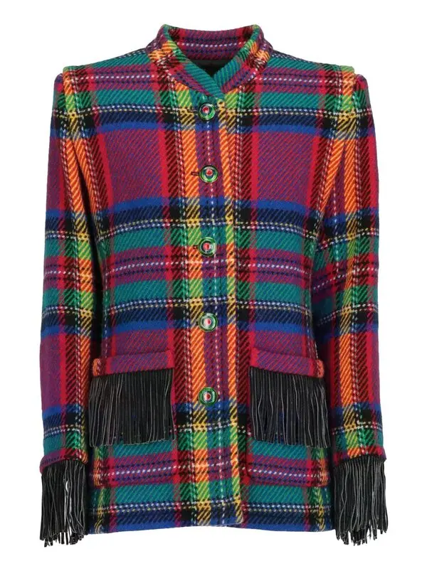 Saint Laurent Pre-owned 1980 Tartan Wool Jacket - Red