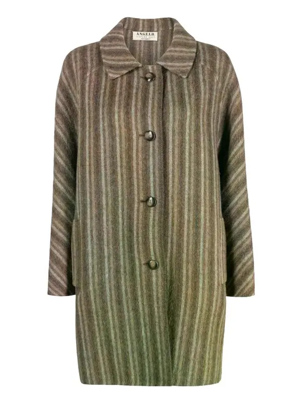 A.N.G.E.L.O. VINTAGE CULT 1960s Striped Wool Midi Coat - Brown
