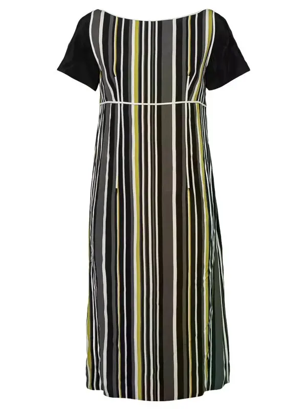 Prada Striped Bateau Neck Dress - Black