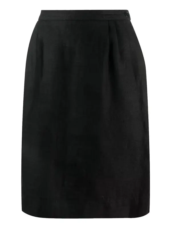 Valentino Garavani 1980s High-waisted Linen Pencil Skirt - Black