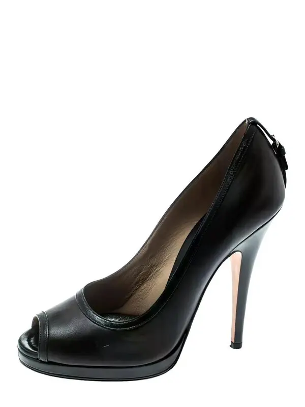 Dolce & Gabbana 13mm Peep-toe Leather Pumps - Black