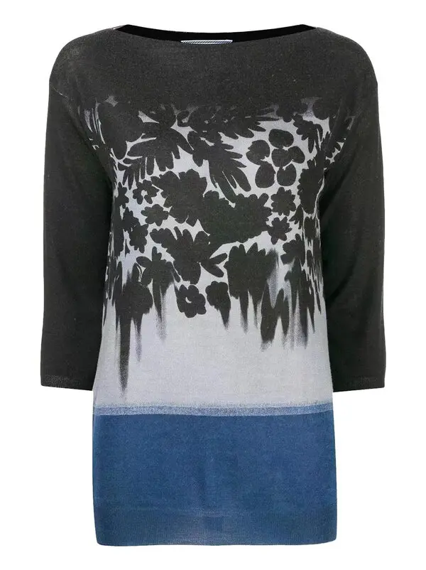 Prada Floral-print Knitted Top - Black