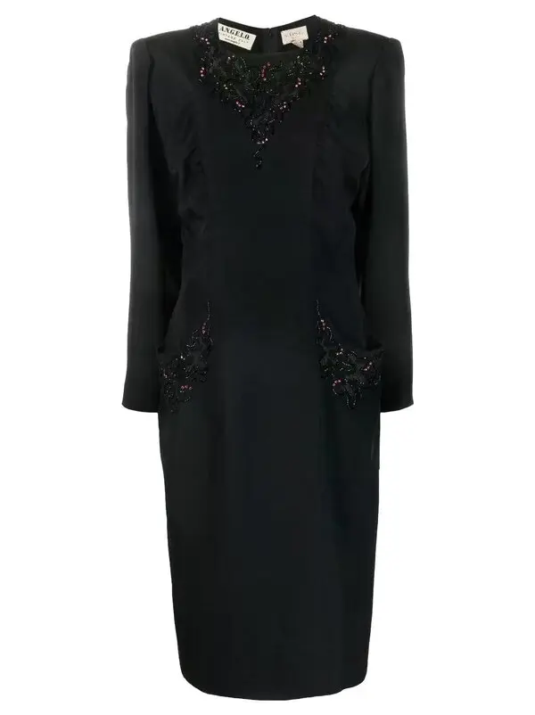 A.N.G.E.L.O. VINTAGE CULT 1980s Embellished Long-sleeved Dress - Black