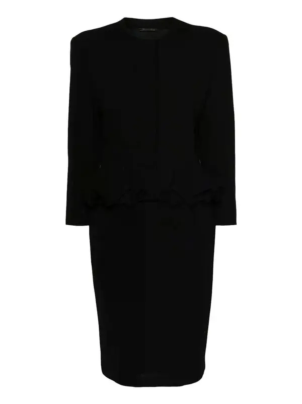 Versace 1990s Ruffle-detail Skirt Suit - Black