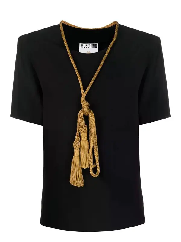 Moschino 2000s Cord Detail T-shirt - Black