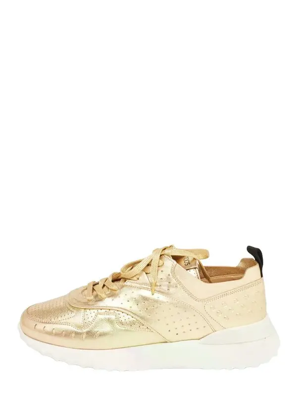 TOD'S Perforated Leather Sneakers - Gold