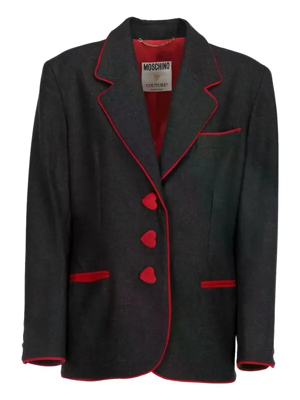 Moschino Heart-button Wool Blazer - Grey