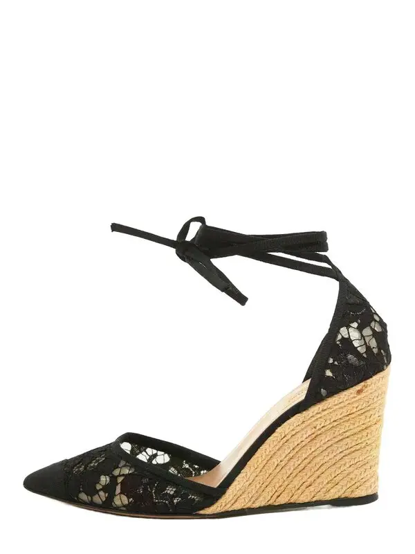 Valentino Garavani Lace Mesh Wedge Pumps - Black
