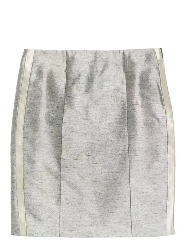 Balenciaga 2010s Silk-linen Skirt - Silver