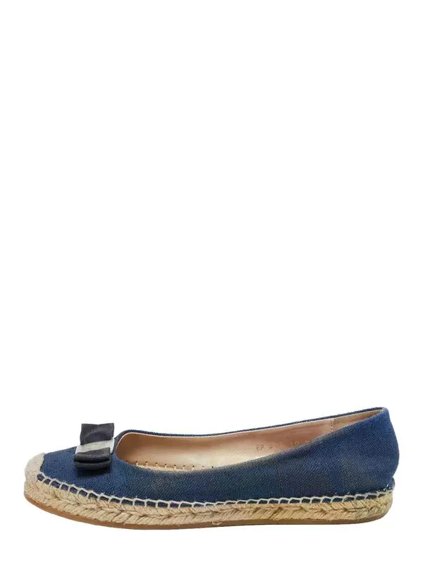 FERRAGAMO Bow-detail Denim Espadrilles - Blue