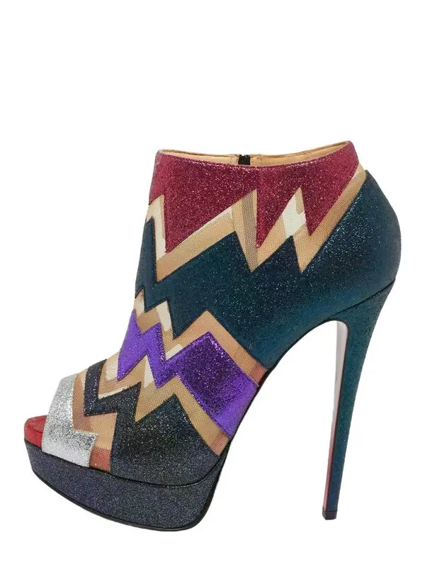 CHRISTIAN LOUBOUTIN Ziggy Glitter Ankle Booties - Green