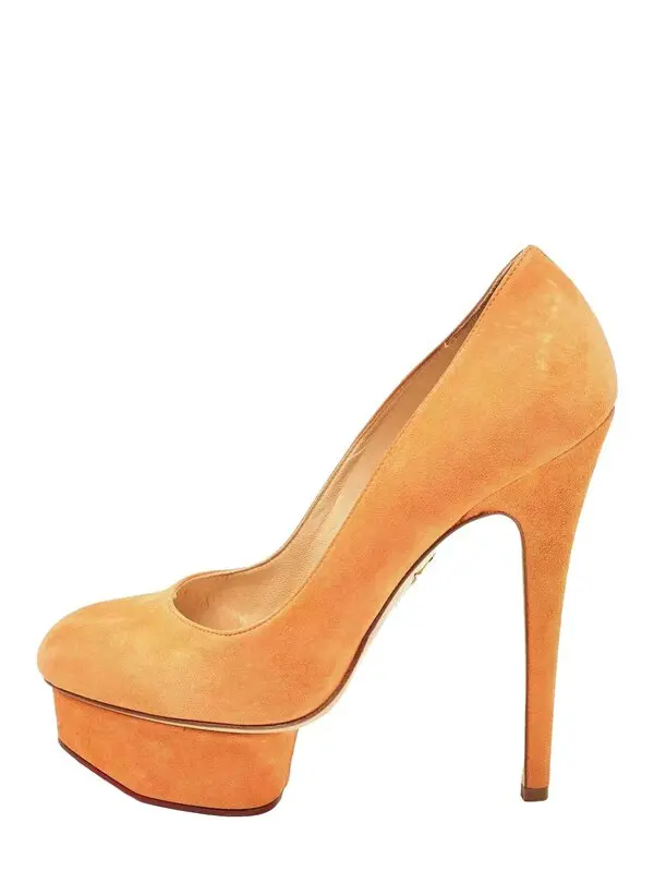CHARLOTTE OLYMPIA 145mm Dolly Suede Pumps - Orange
