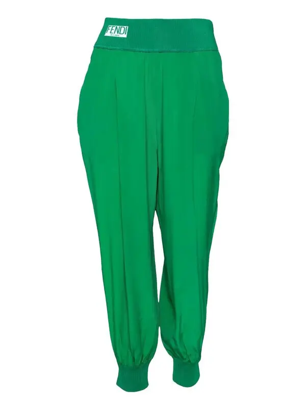 Fendi Ribbed-trim Trousers - Green