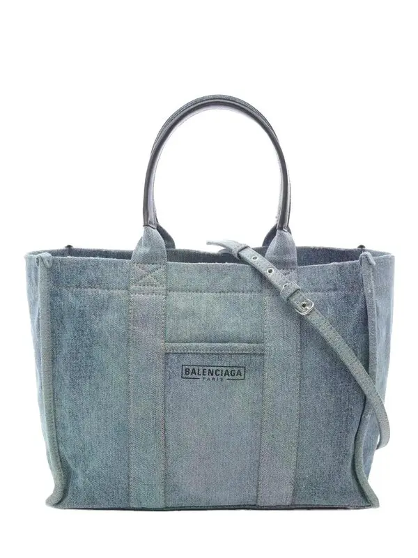 Balenciaga Denim Hardware Tote Satchel - Blue