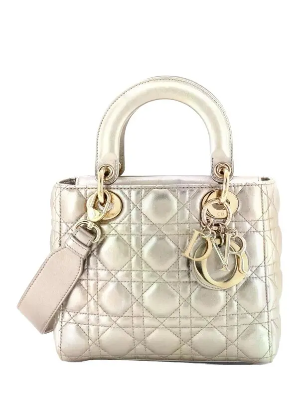 Dior Pre-owned Metallic Cannage Quilt Leather Lady Bag - Gold