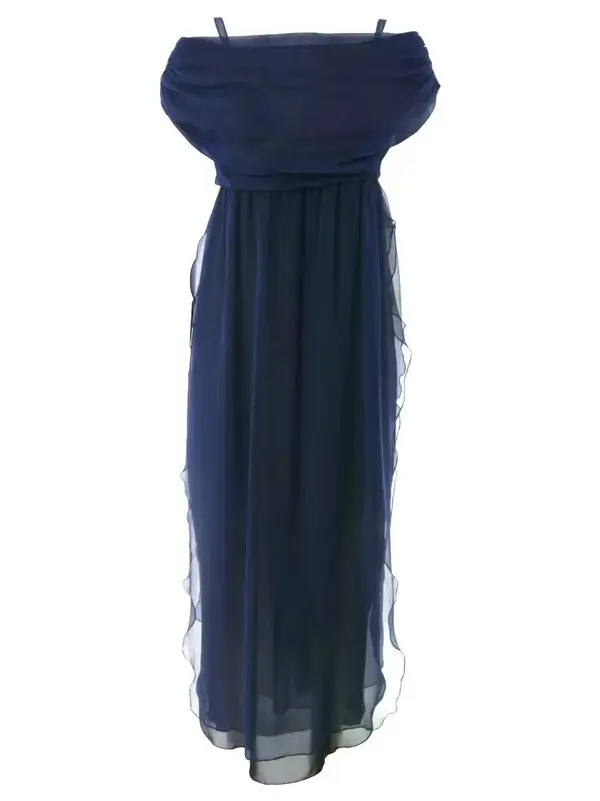 KRIZIA Silk Organza Long Dress - Blue