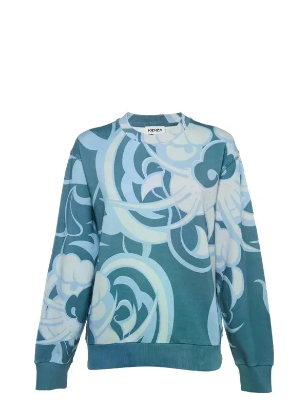 Kenzo Abstract Floral Print Sweatshirt - Blue