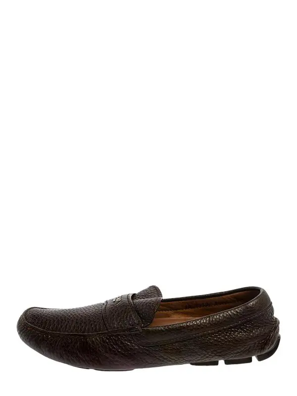 Prada Leather Penny Loafers - Brown