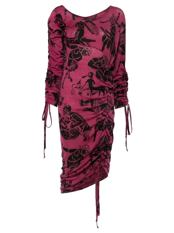 VIVIENNE WESTWOOD 2000s Graphic-print Midi Dress - Red