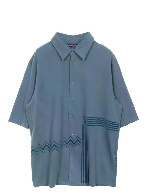 LOUIS VUITTON 2010s Zigzag Cotton Shirt - Blue