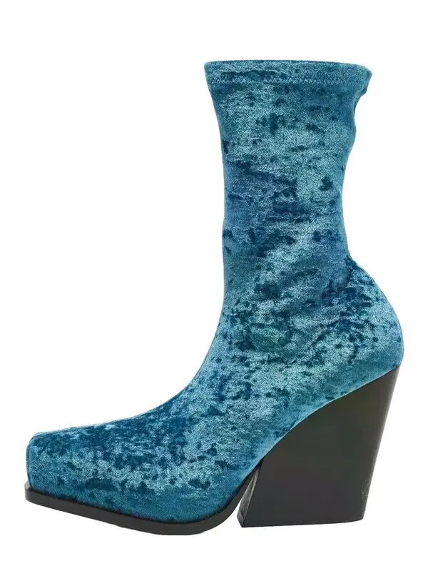 Stella McCartney Velvet Block Heel Boots - Blue