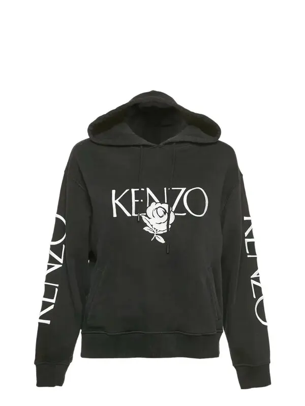 Kenzo Rose-embroidered Hoodie - Black