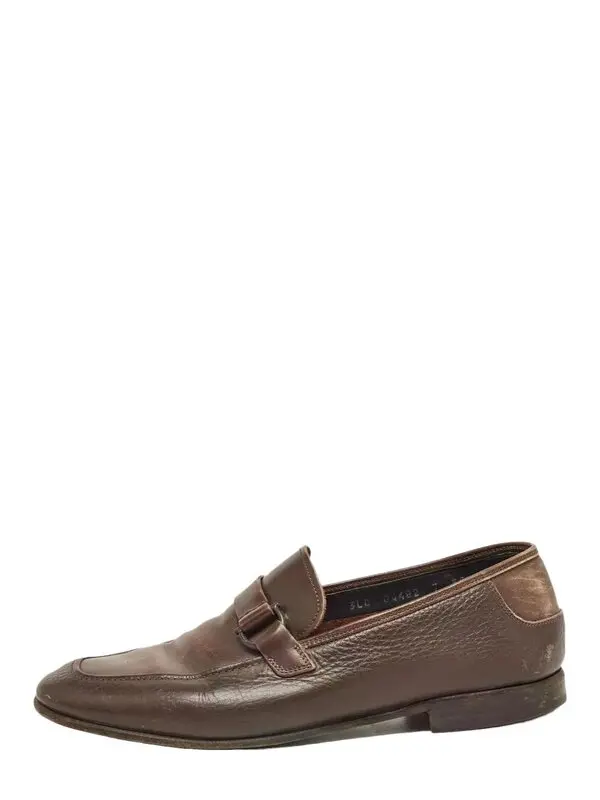 FERRAGAMO Grained Leather Loafers - Brown