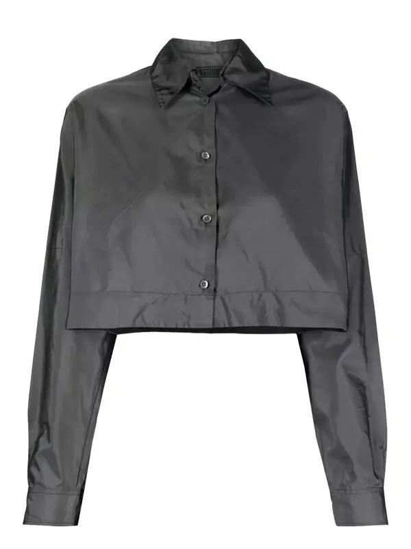 Prada 2000s Cropped Chiffon Silk Shirt - Grey