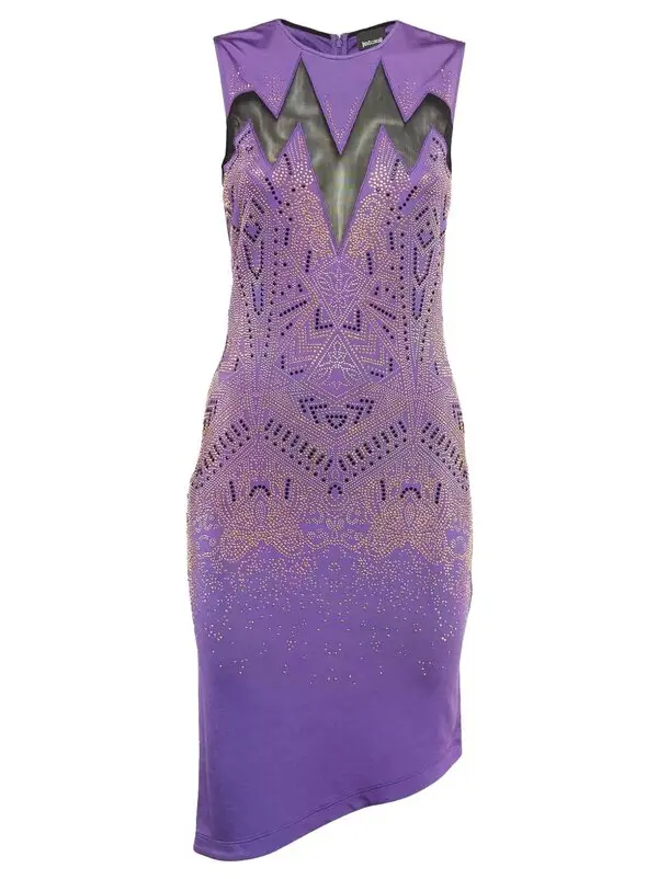 Just Cavalli Asymmetric Rhinestone-embellished Dress - Purple