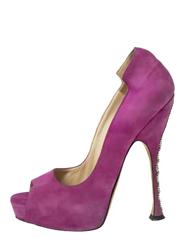 Brian Atwood 140mm Embellished Peep-toe Pumps - Purple